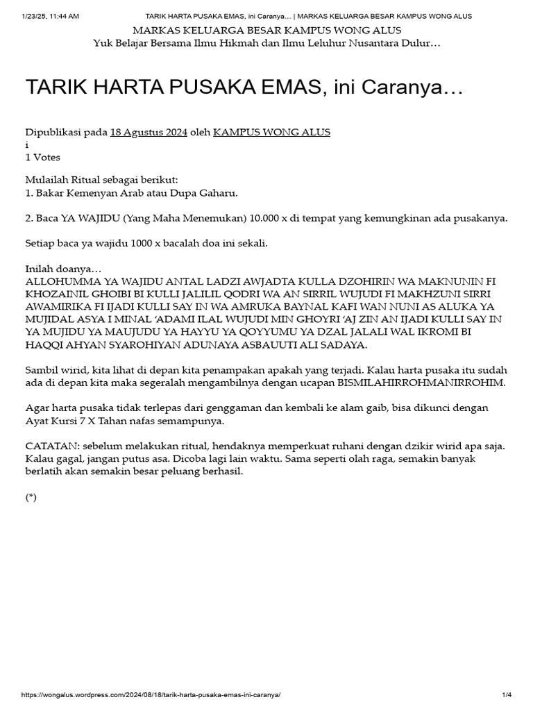 TARIK HARTA PUSAKA EMAS, ini Caranya… _ MARKAS KELUARGA BESAR KAMPUS ...