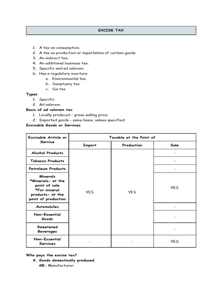 Summary of Excise, DST and SCI | PDF | Income Statement | Sugar Substitute