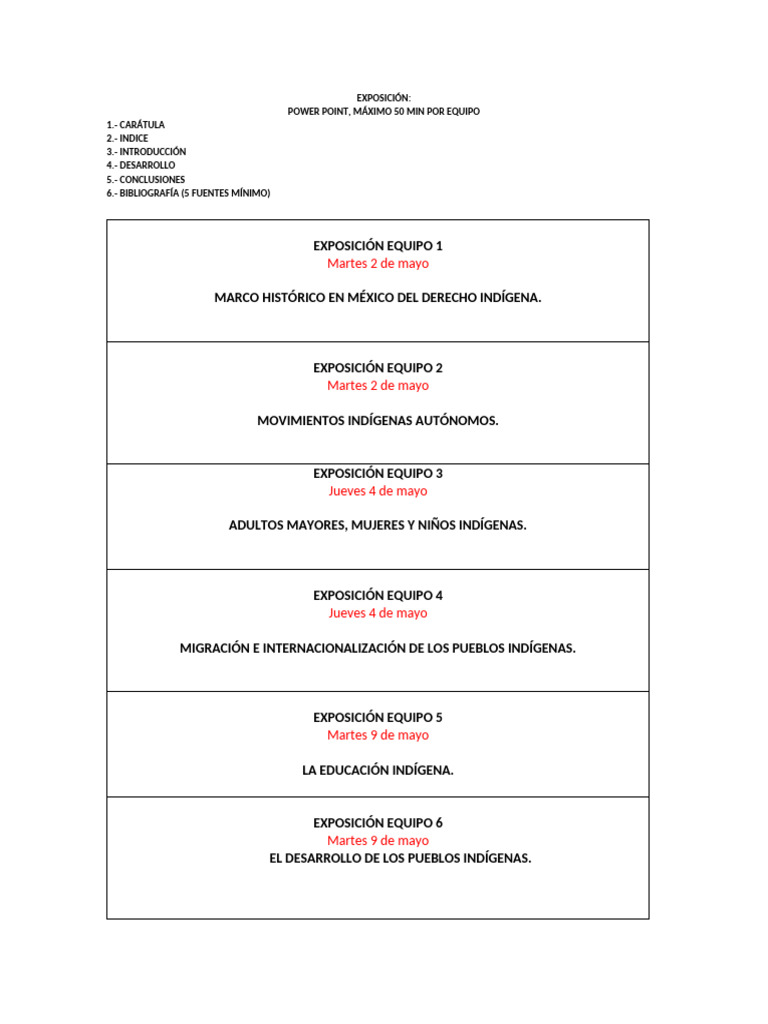 Exposiciones Derecho Indígena | PDF