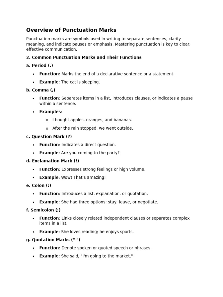 Overview of Punctuation Marks | PDF | Punctuation | Comma