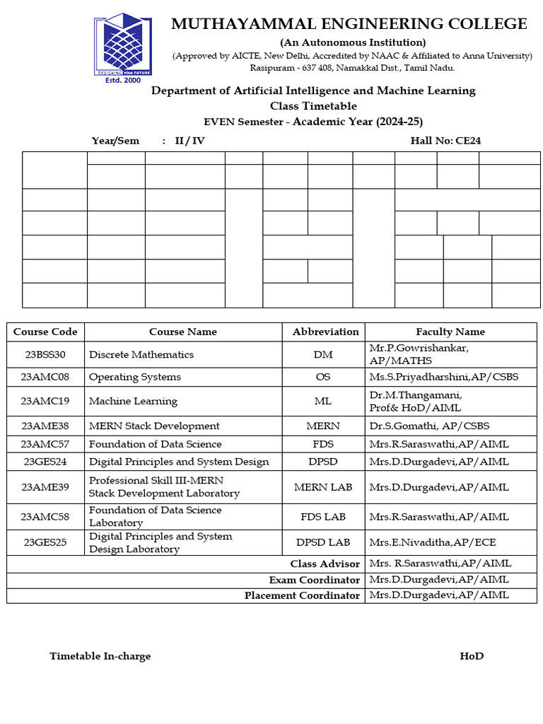 AIML TT - EVEN - 2023-2024 Final | PDF