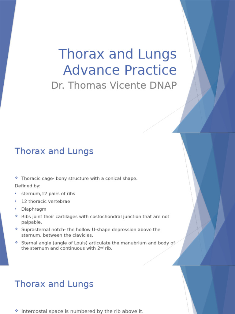 Thorax and Lungs Examination Guide | PDF | Thorax | Lung