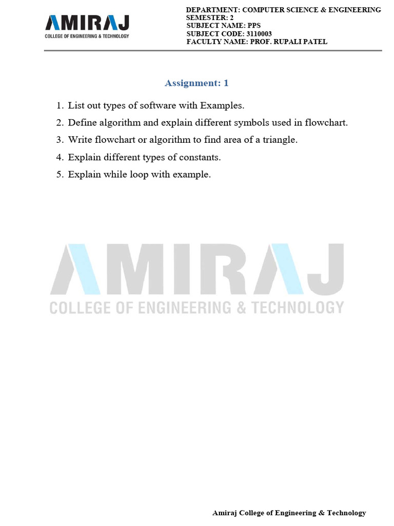 PPS - Assignment-1 (Amiraj CLG) | PDF