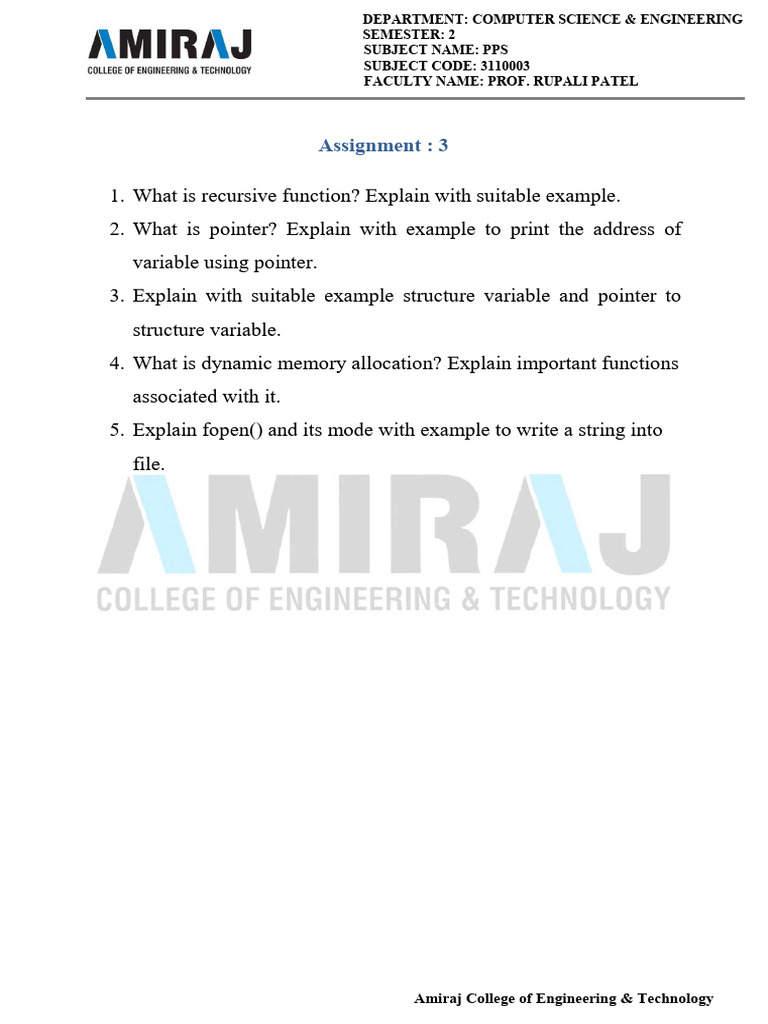 PPS_Assignment-3 (Amiraj Clg) | PDF