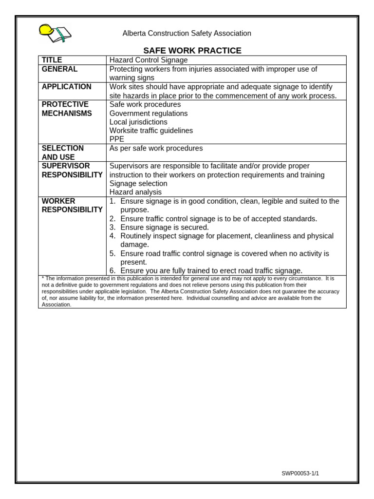 Hazard Control Signage Guidelines | PDF