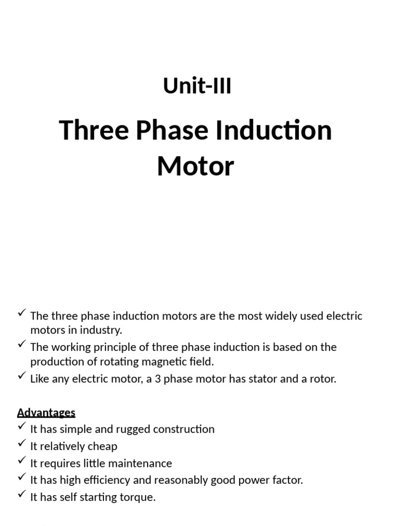 Three Phase Induction Motor Overview | PDF | Electric Motor | Electricity