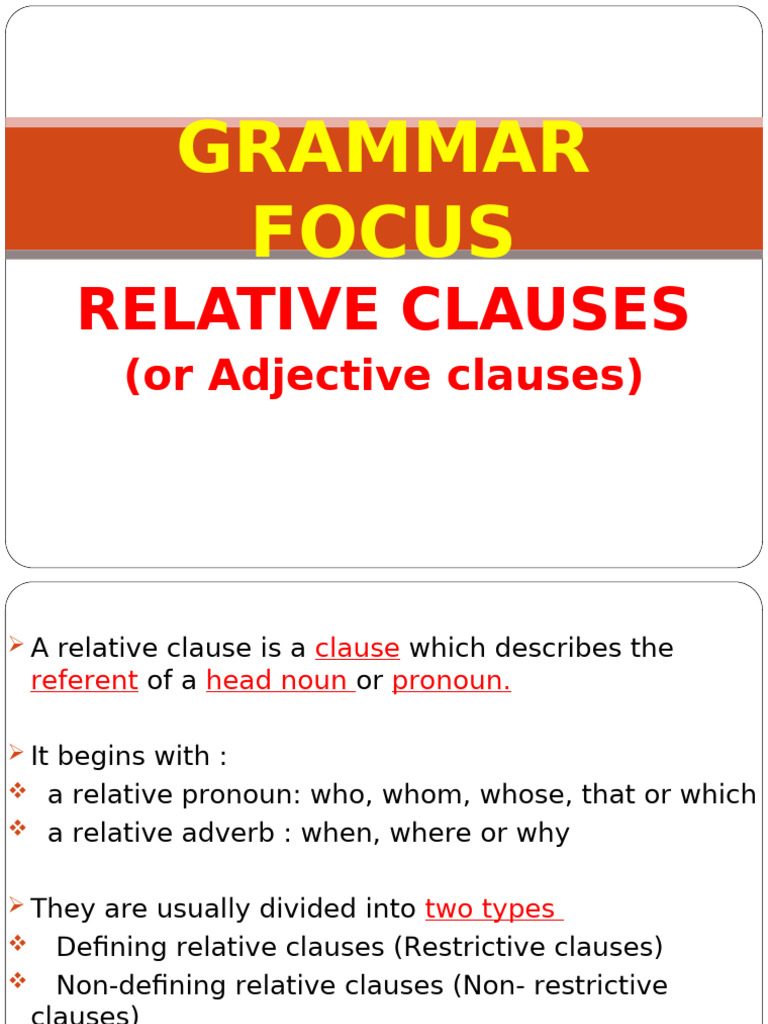 relative clauses | PDF | Pronoun | Languages