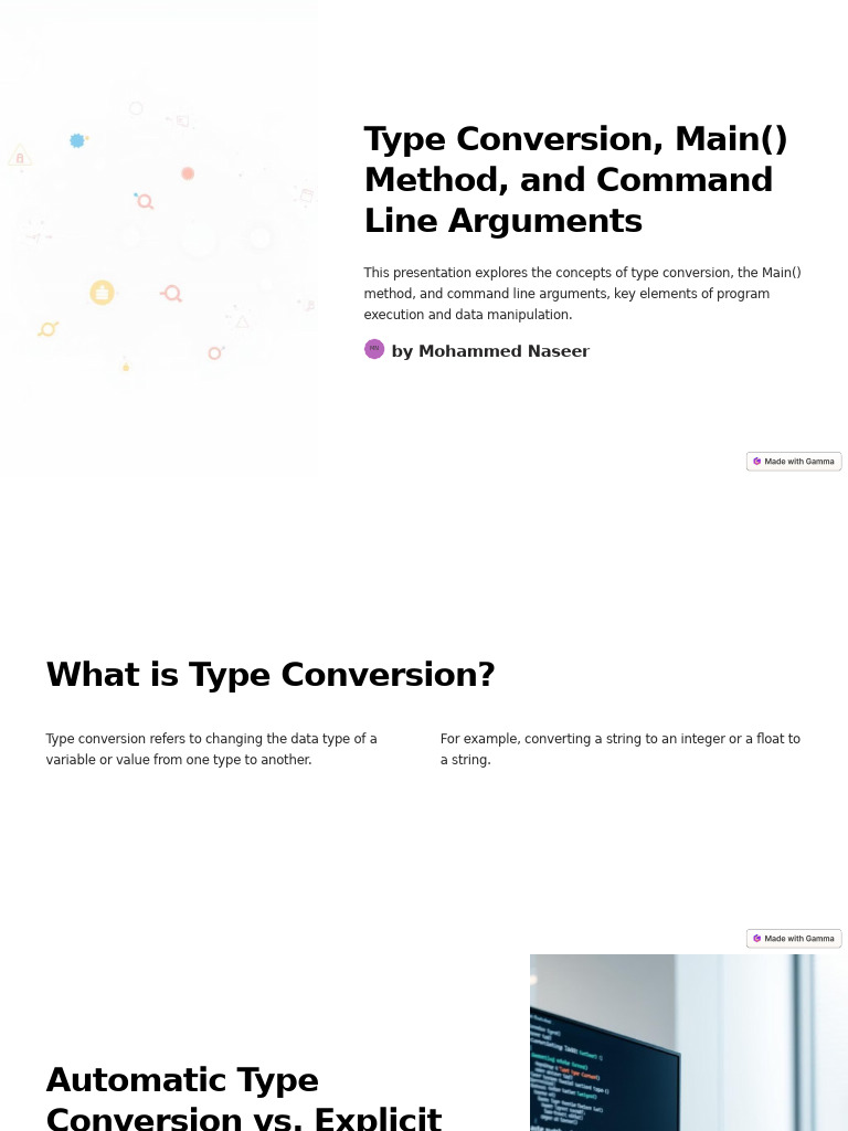 Type Conversion Main Method and Command Line Arguments | PDF | Data ...