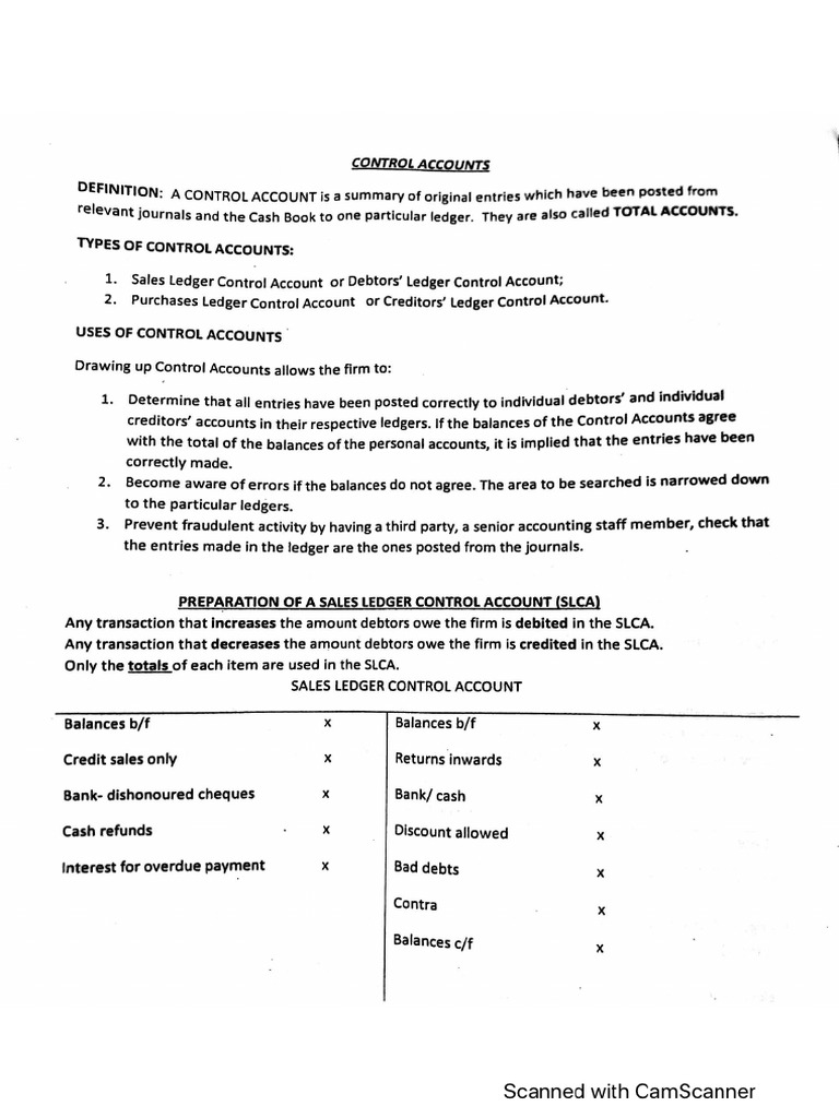 Control Accounts Exercises | PDF