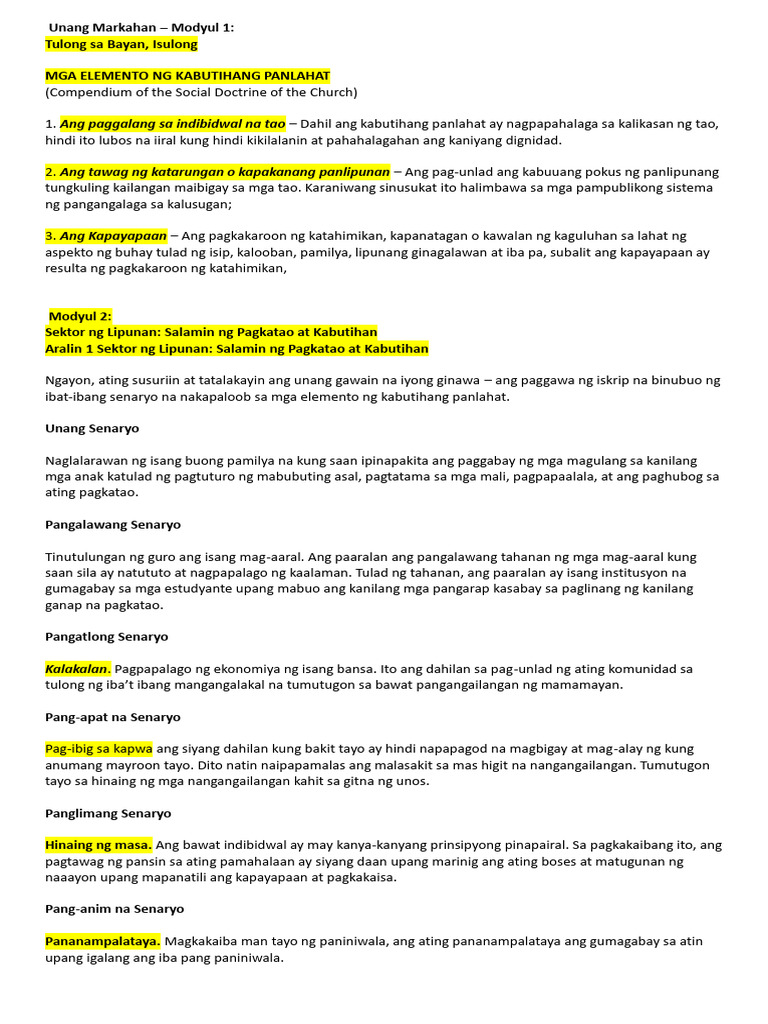 ESP 9 Unang Markahan | PDF