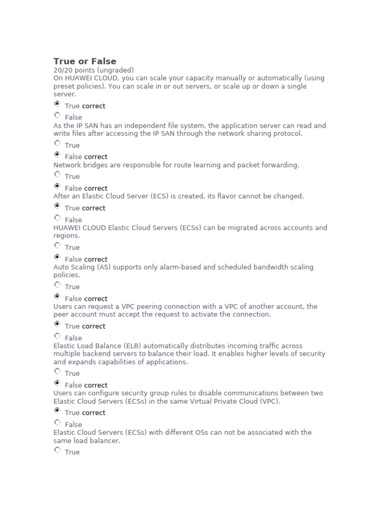 True or False | PDF | Cloud Computing | Computer Network
