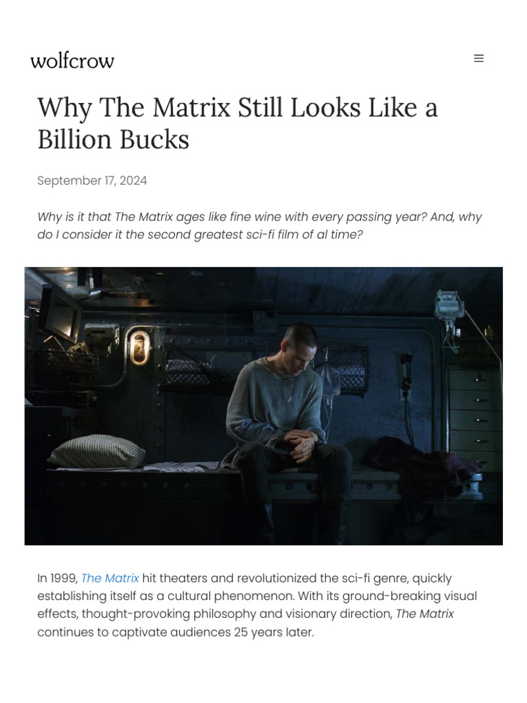 Why The Matrix Still Looks Like A Billion Bucks | PDF