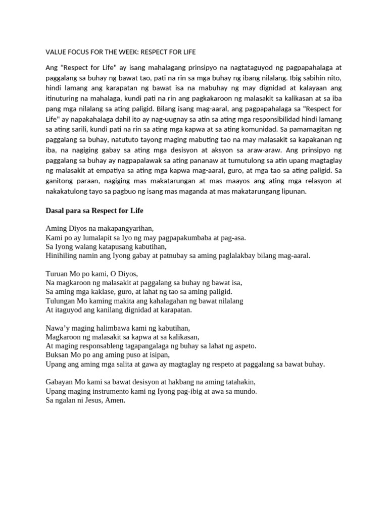 Value Focus For The Week | PDF