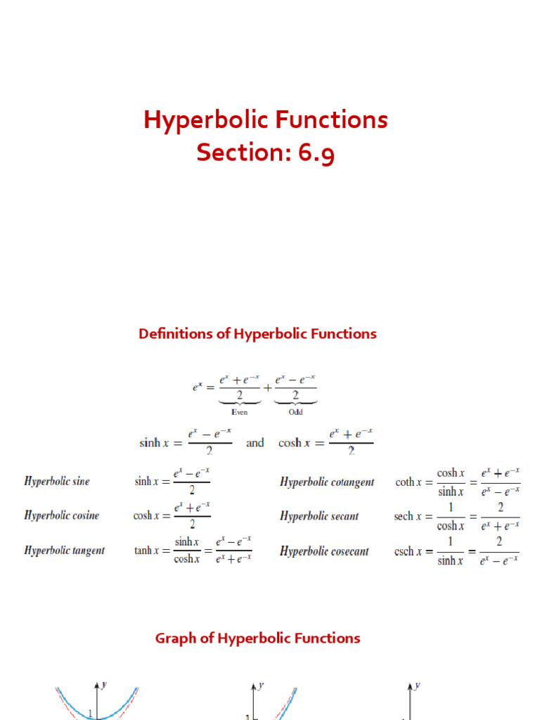 6.9 Hyperbolic Functions-1 | PDF