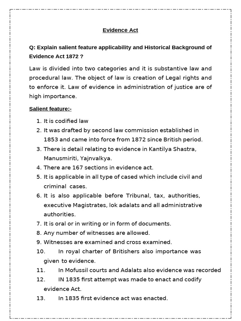 Overview of the Indian Evidence Act 1872 | PDF | Confession (Law ...