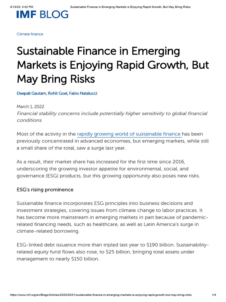 Sustainable Finance in Emerging Markets Is Enjoying Rapid Growth, But ...