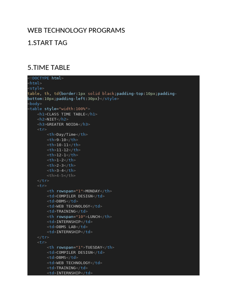 WEB TECHNOLOGY PROGRAMS | PDF