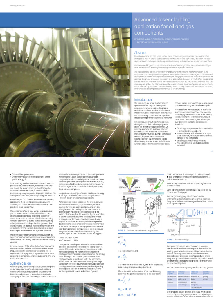 GEOG TI2012 Advanced Laser Cladding Application For Oil and Gas ...