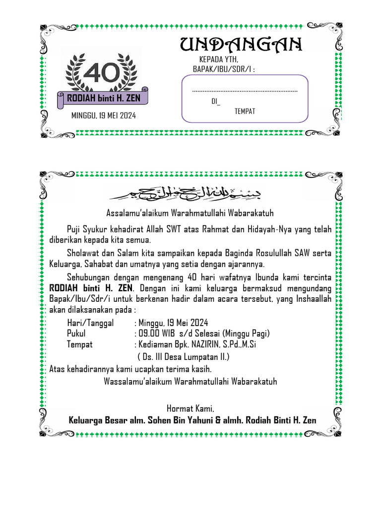 Undangan Takziah | PDF