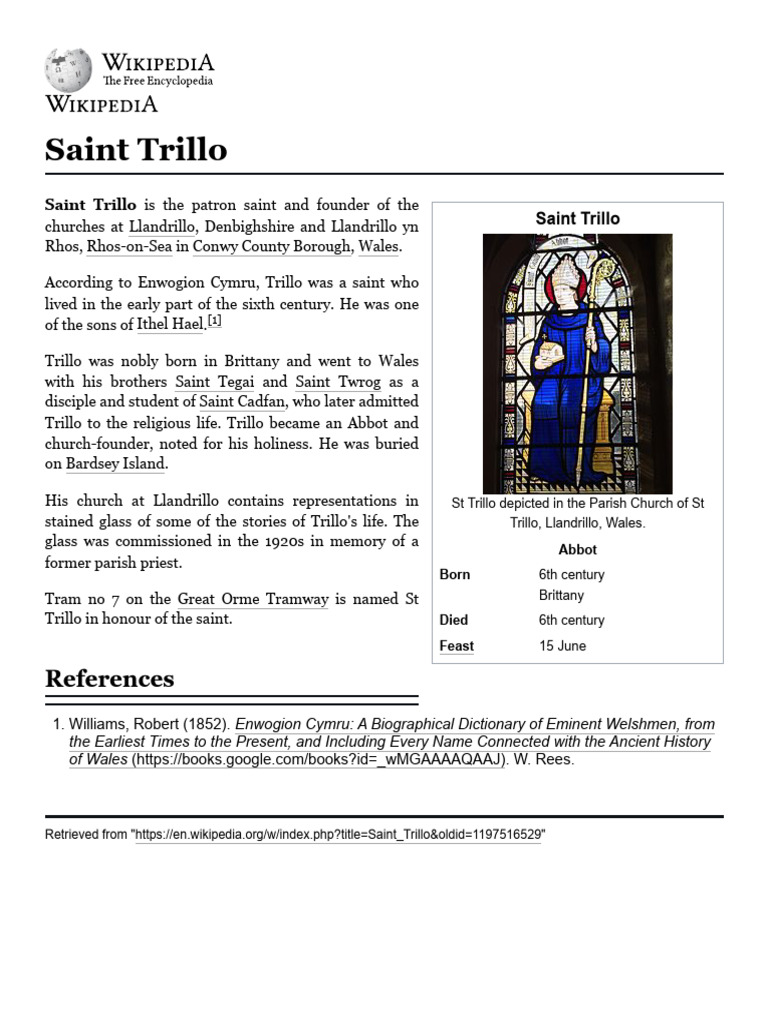 Saint Trillo - Wikipedia | PDF