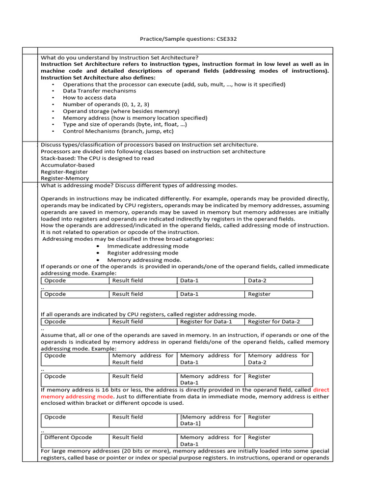 CSE332 - CPU Types Practice - Questions Updated Nov2 | PDF | Central Processing Unit | Computer ...