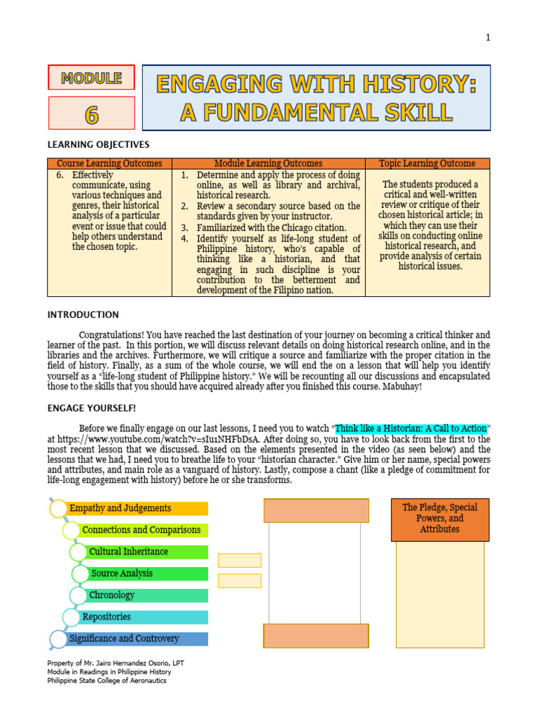 Module VI (Engaging With History - Fundamental Skill) | PDF | Citation ...