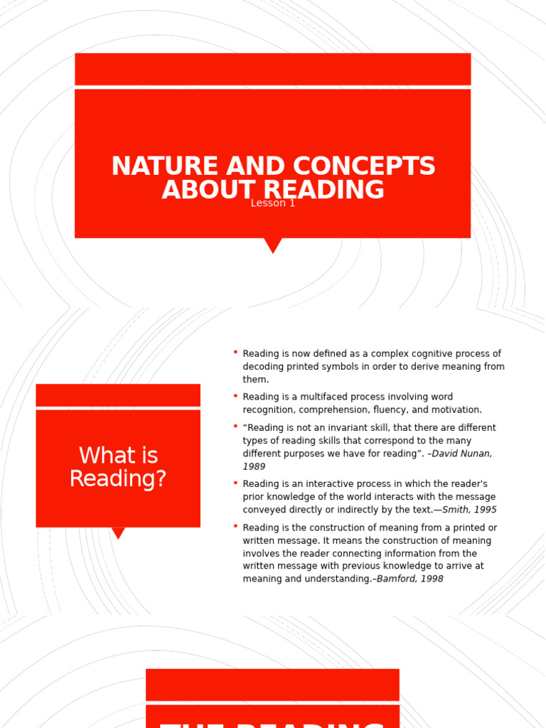 Nature and Concepts About Reading Lesson 1 | PDF | Word | Semantics