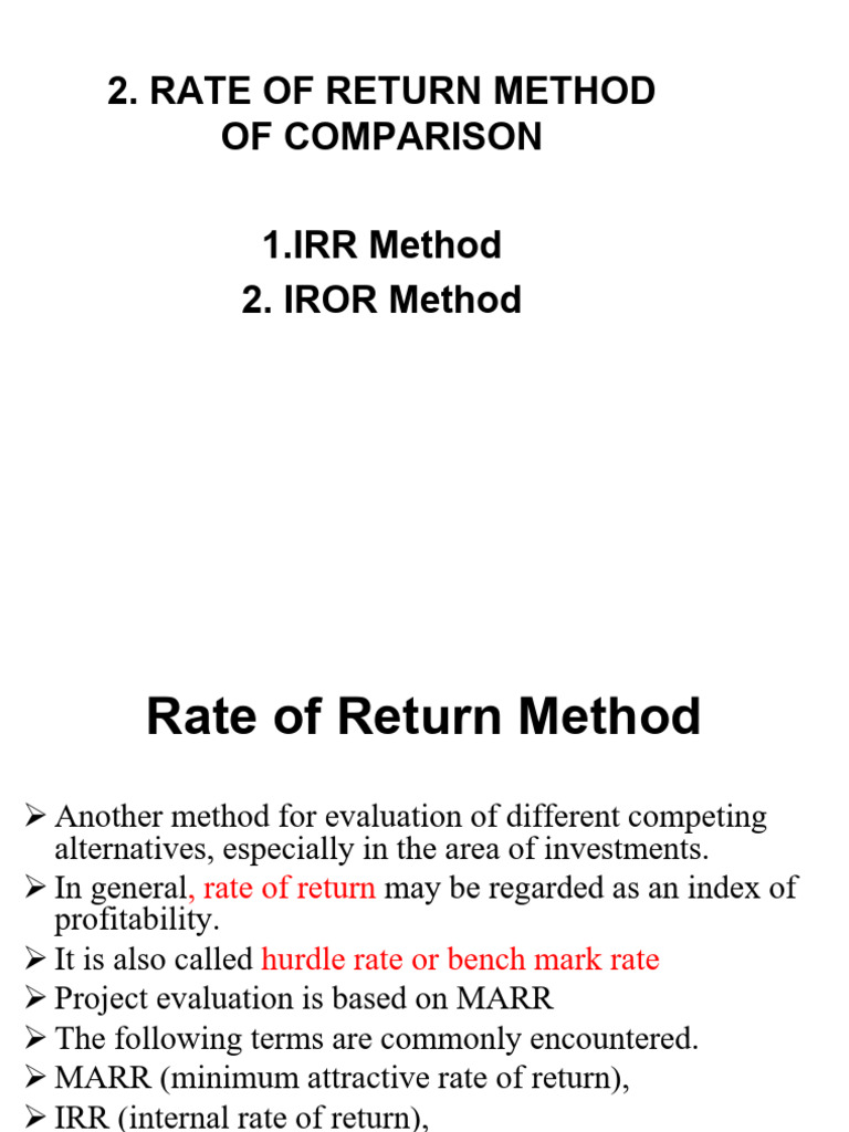 Rate of Return Methods Explained | PDF | Internal Rate Of Return ...