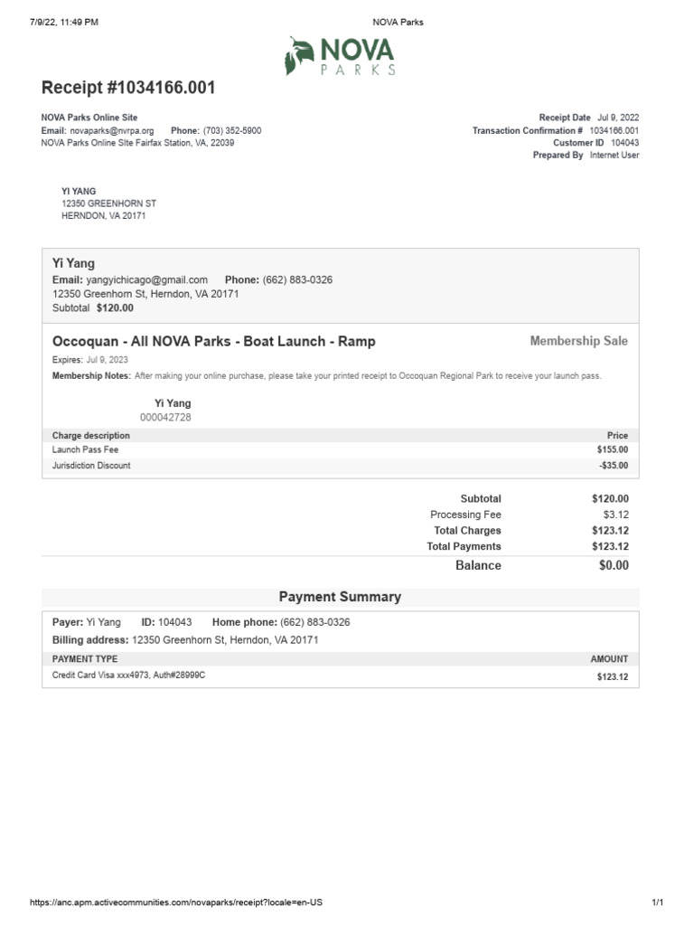 NOVA Parks | PDF | Receipt | Payments