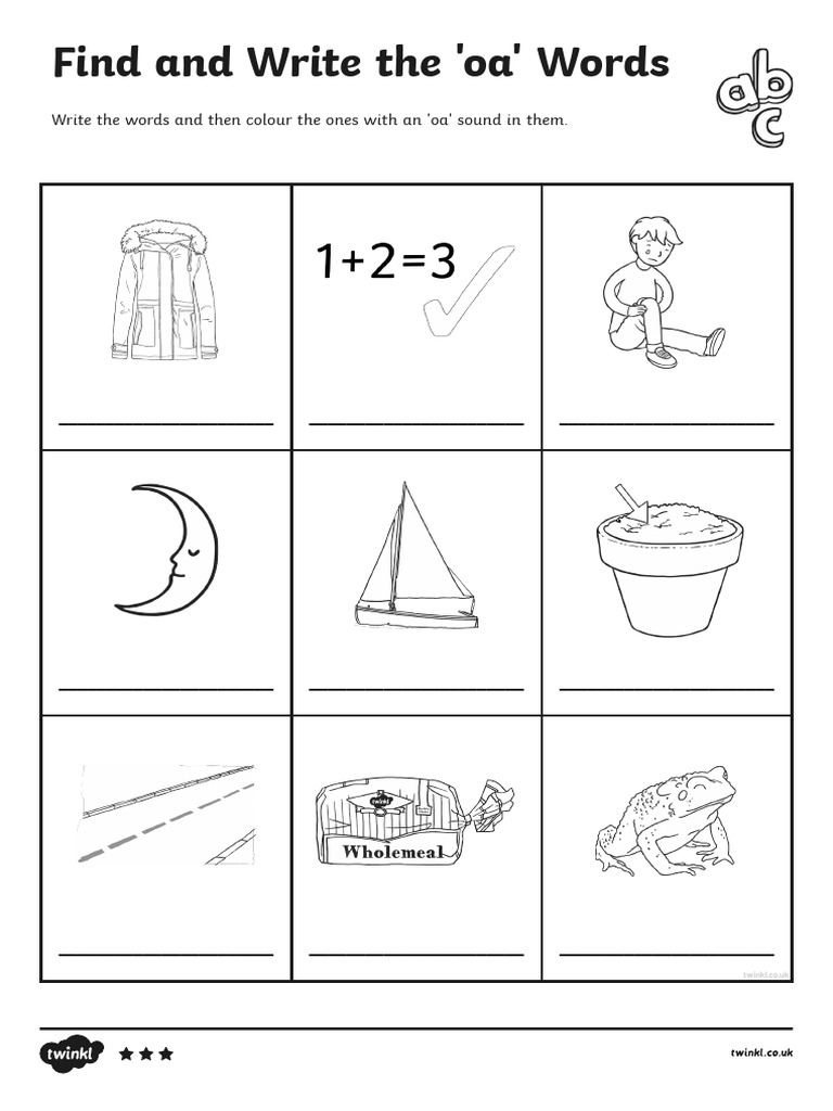Identify and Color 'oa' Words | PDF