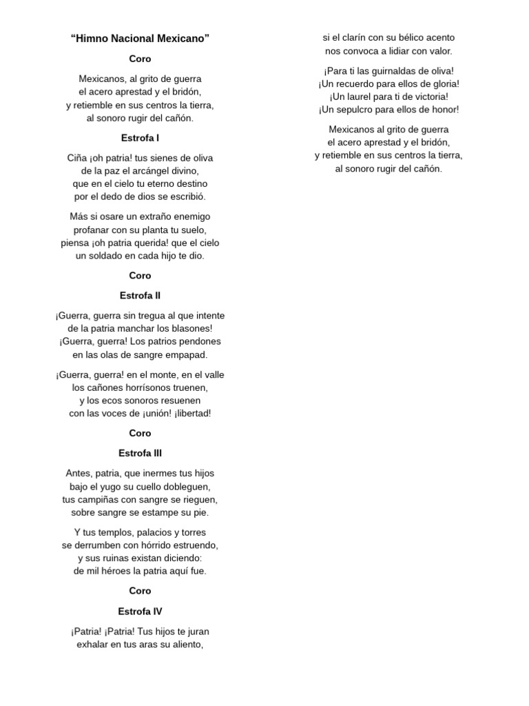 Himno Nacional Mexicano | PDF