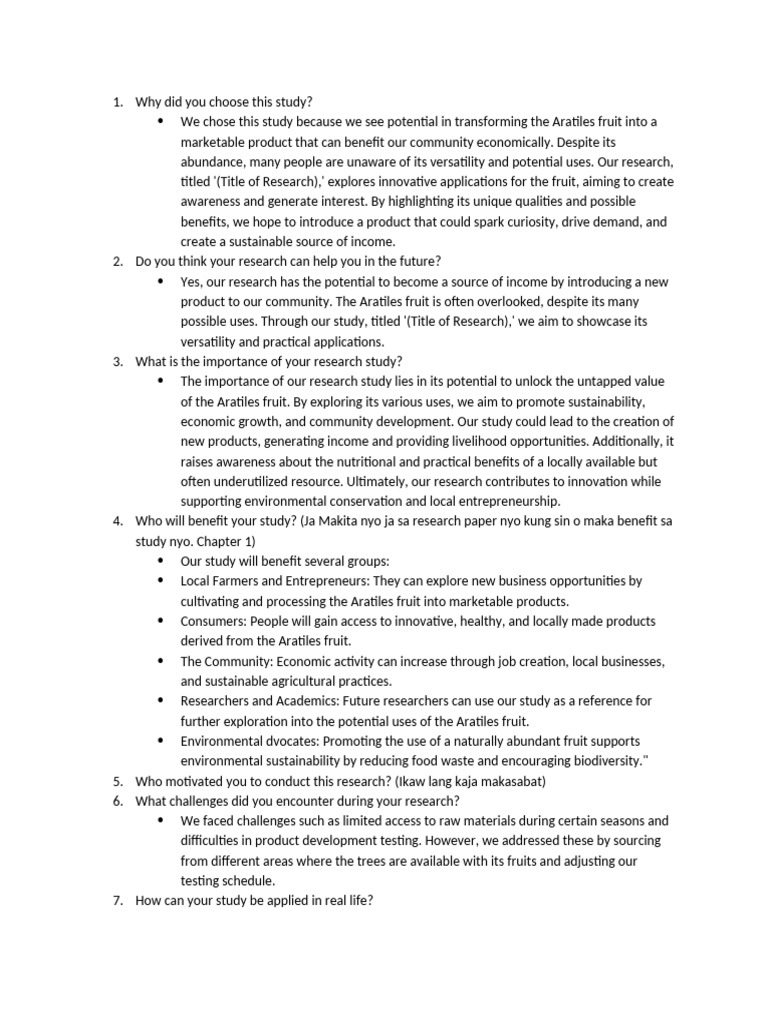research questions | PDF | Entrepreneurship | Sustainability