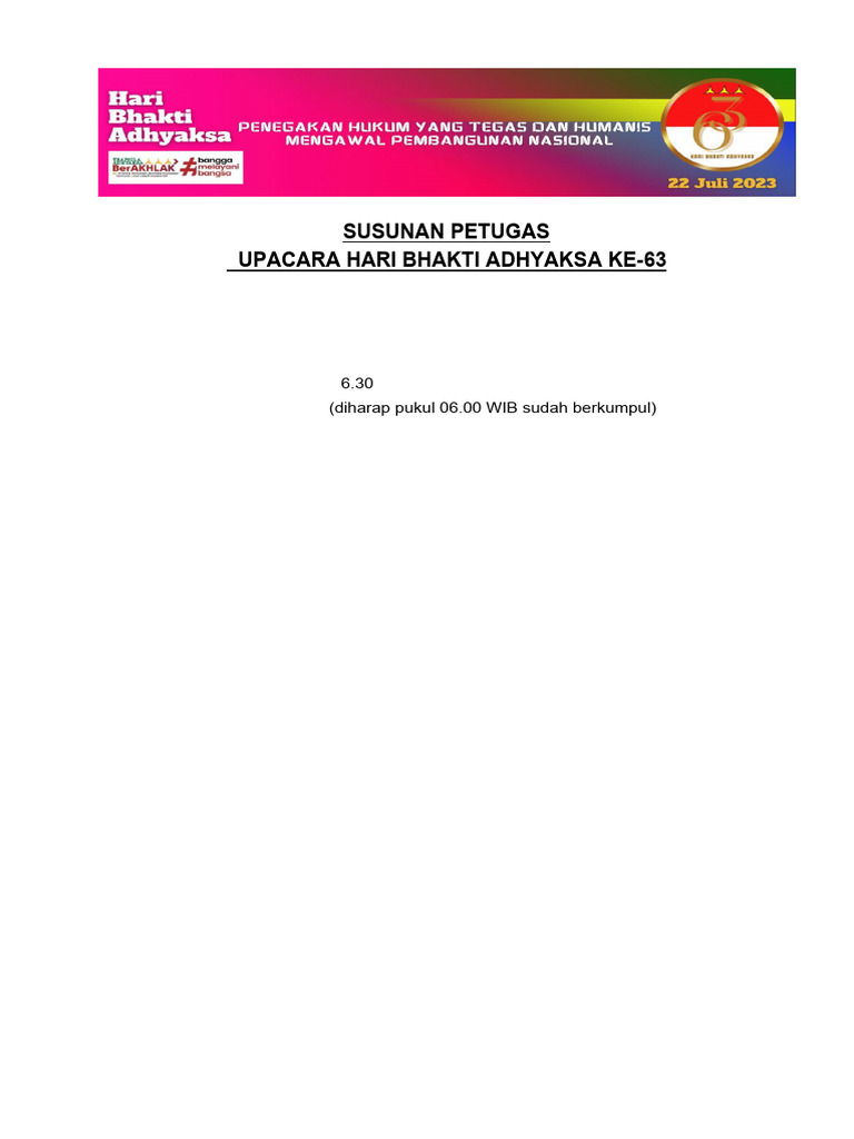 Susunan Petugas Upacara Hba 2023 2 | PDF