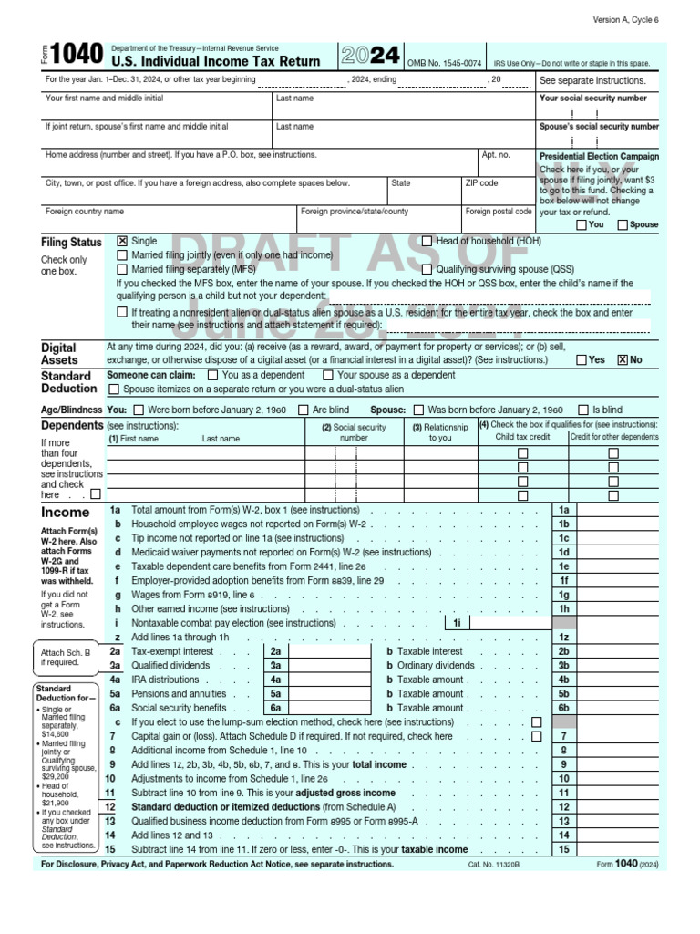Tax Return 2024 | PDF | Irs Tax Forms | Taxes