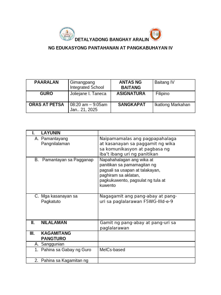 Filipino LP Tuesday Topic | PDF