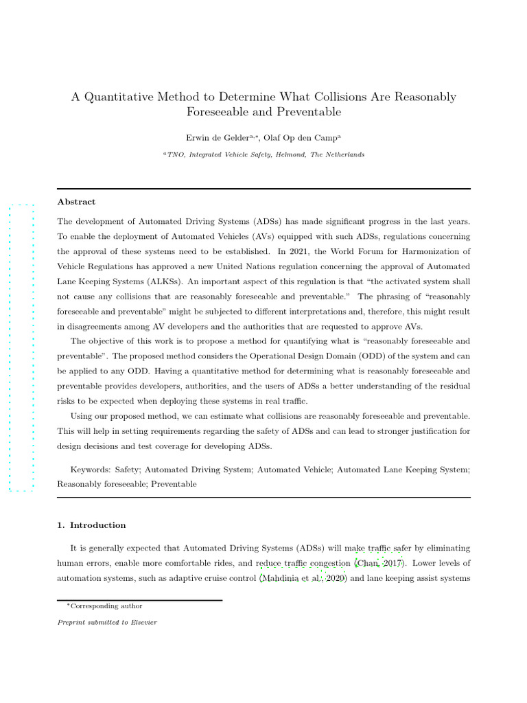 A Quantitative Method to Determine What Collisions Are Reasonably ...