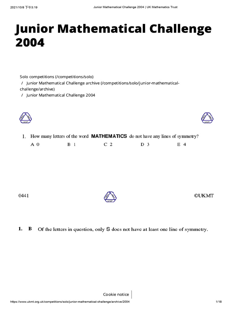JMC 2004 _ UK Mathematics Trust | PDF