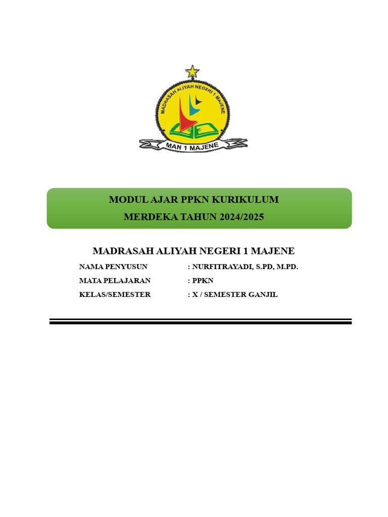 Modul PPKN Kelas 10 Kurikulum Merdeka | PDF