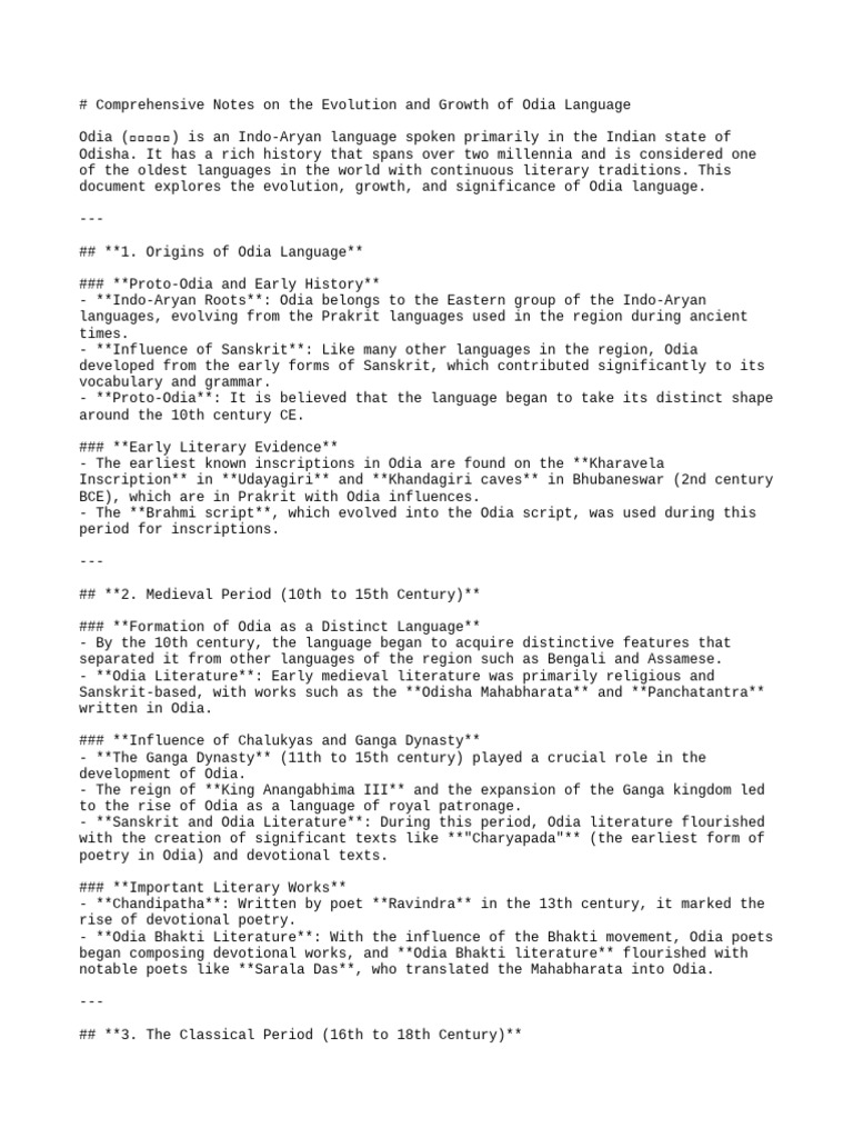 Evolution and Growth of Odia Language | PDF | Sanskrit | Languages Of India