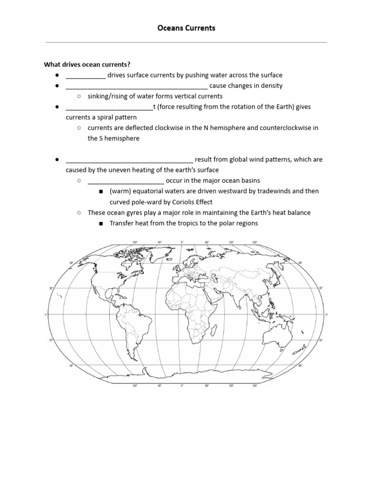 Ocean Currents Notetaker | PDF | Oceans | Water