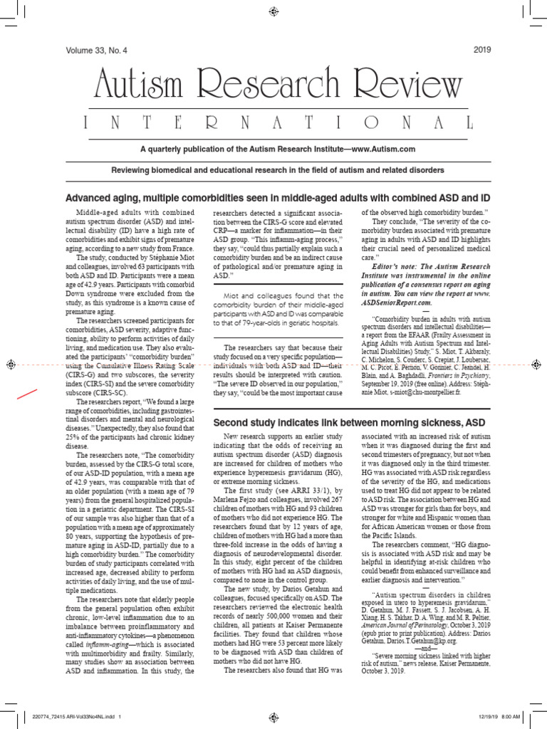 ARRI-Vol33-No4 | PDF | Autism Spectrum | Asperger Syndrome