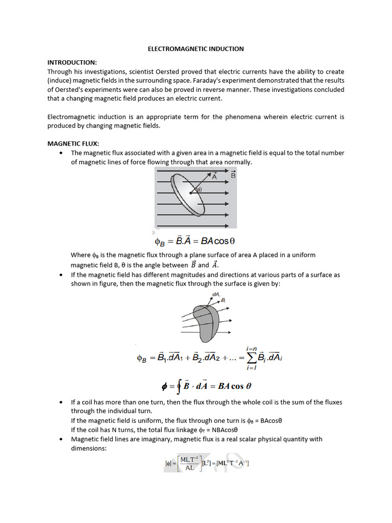 ELECTROMAGNETIC INDUCTION (1) | PDF | Electromagnetic Induction | Inductance