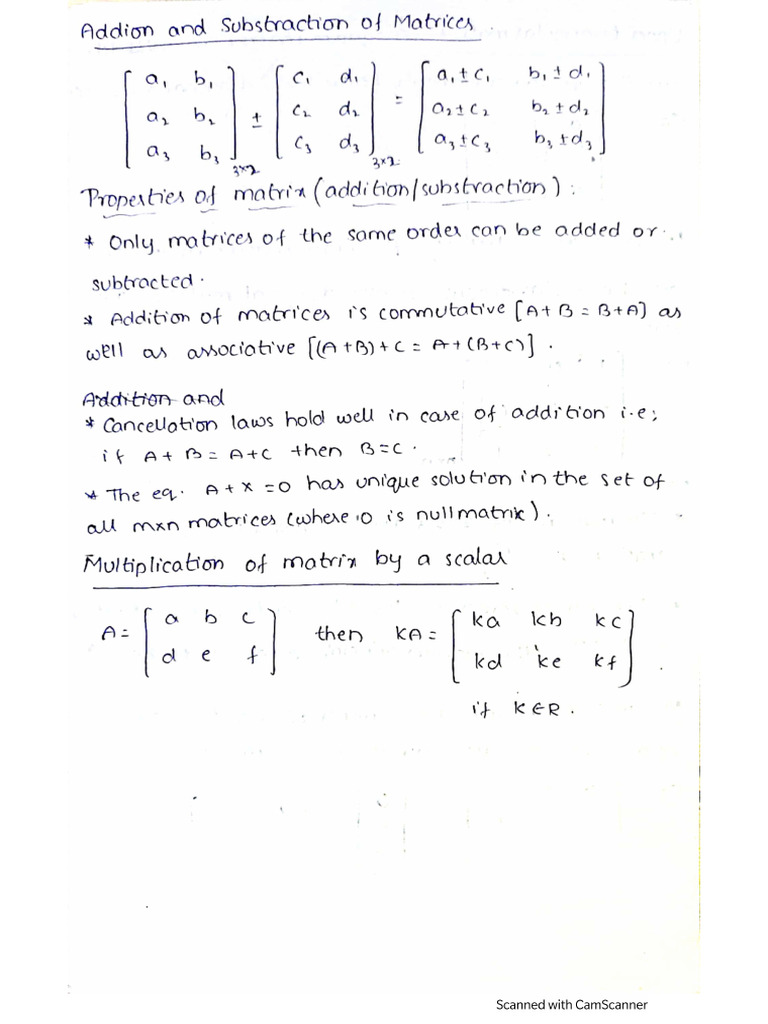 Matrices Notes | PDF