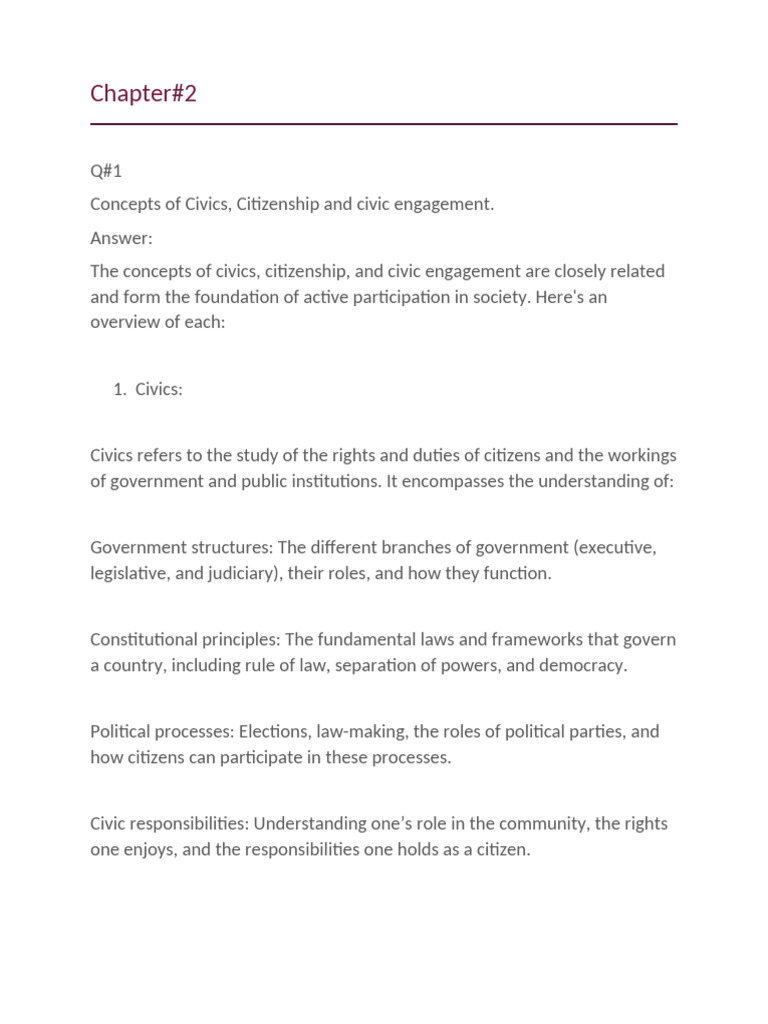 civics ch.2 | PDF | Citizenship | Rights