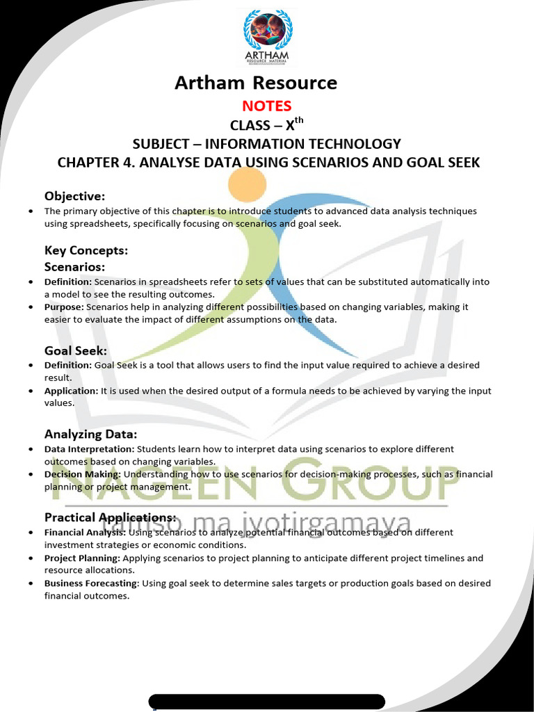 Class 10 It Data Analysis Techniques Pdf Spreadsheet Data Analysis