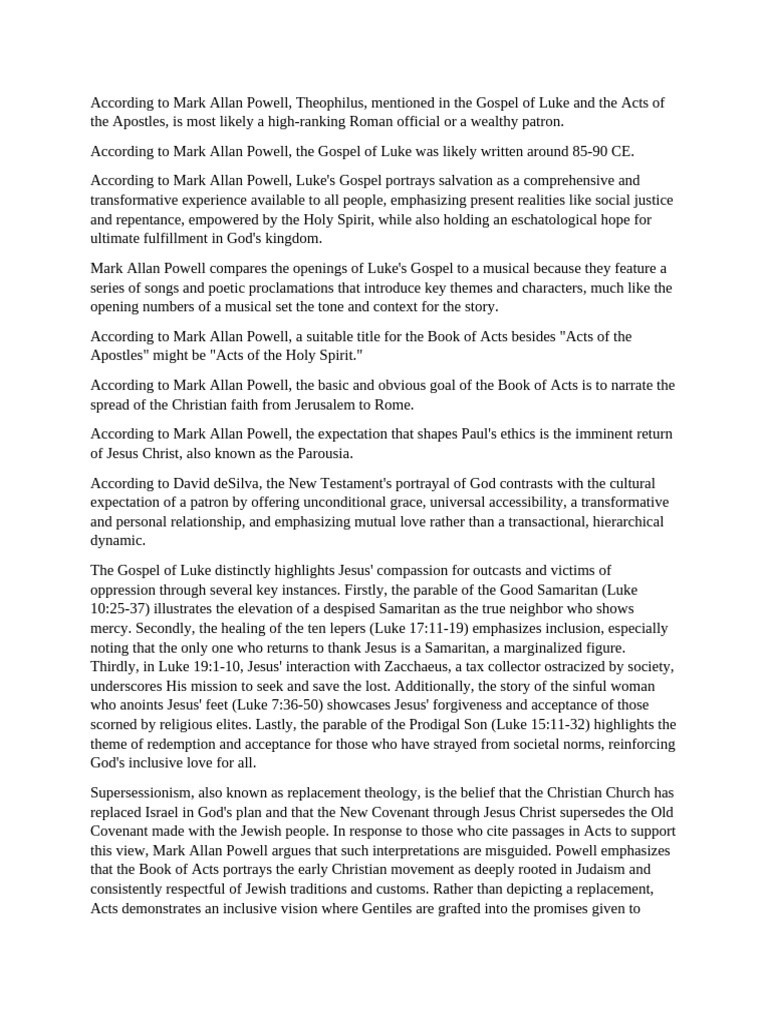 According To Mark Allan Powell | PDF | Acts Of The Apostles | Jesus