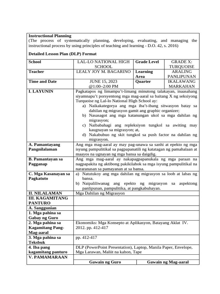 LJMB Detailed Lesson Plan | PDF