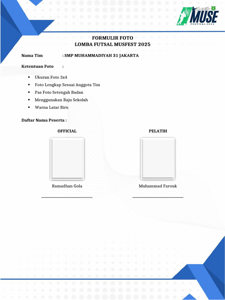 Formulir Foto Futsal Musefest Rev1 | PDF