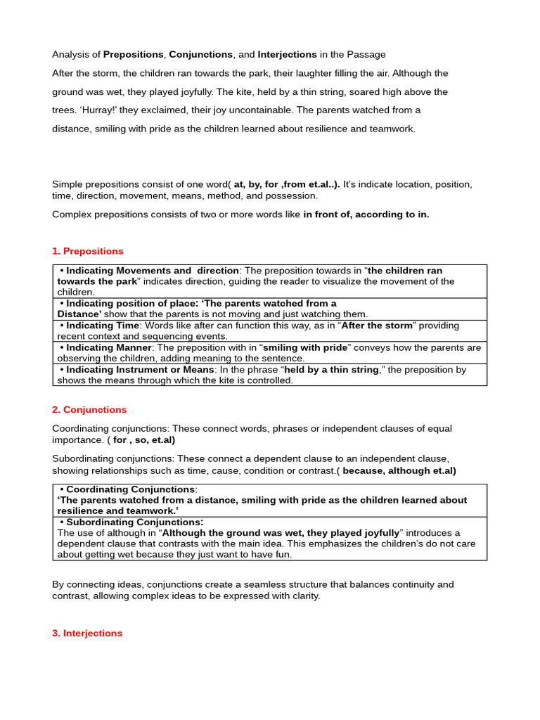 Analysis of Prepositions | PDF | Preposition And Postposition ...