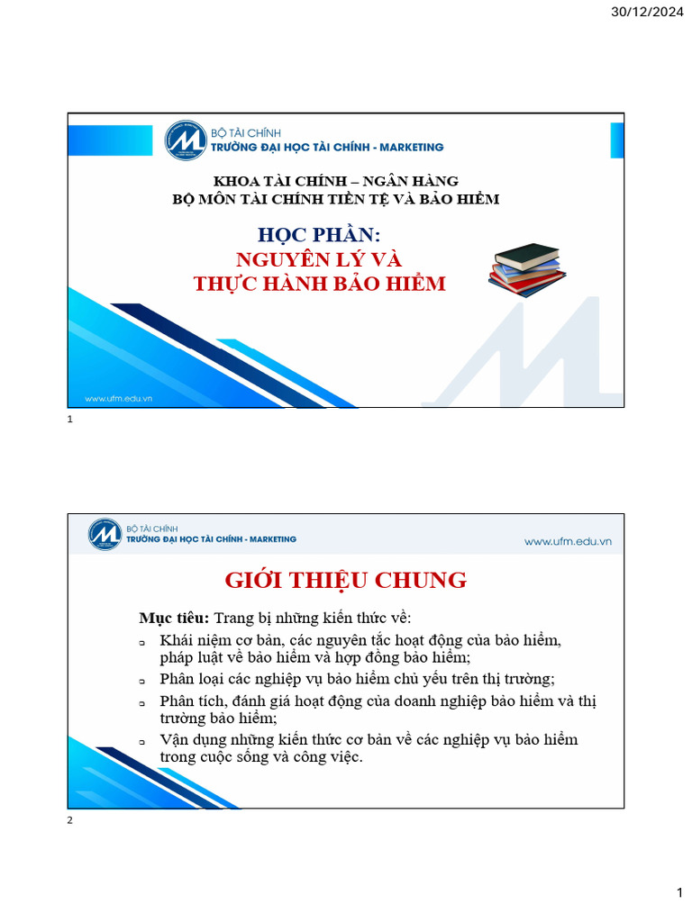 Ct Chuan_sv_slide Bai Giang_nguyen Ly Va Thuc Hanh Bao Hiem_hk1.2025 | PDF